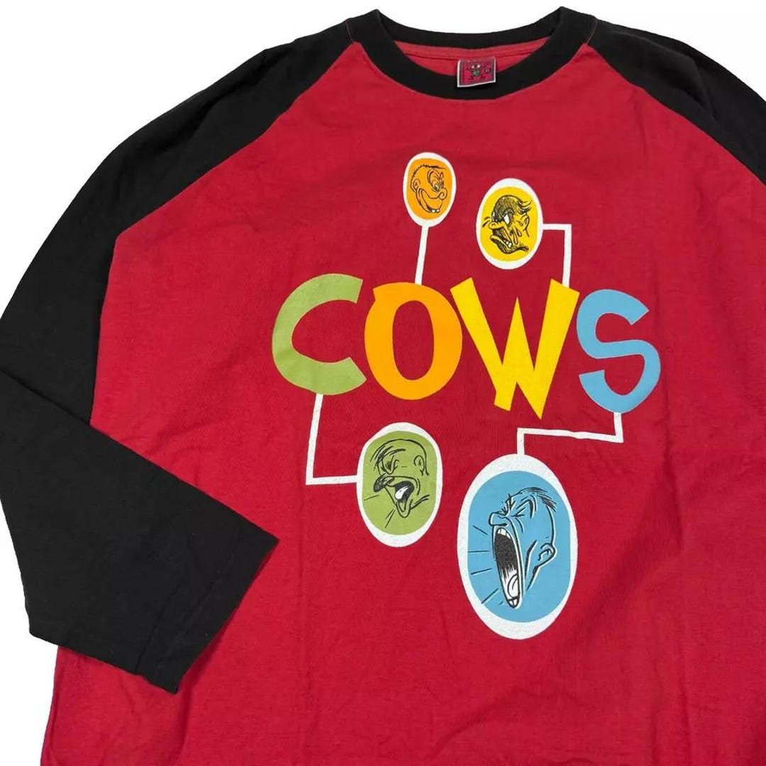 Vintage 90s COWS Band SHIRT XL Tour Noise Amphetamine Records Jesus ...