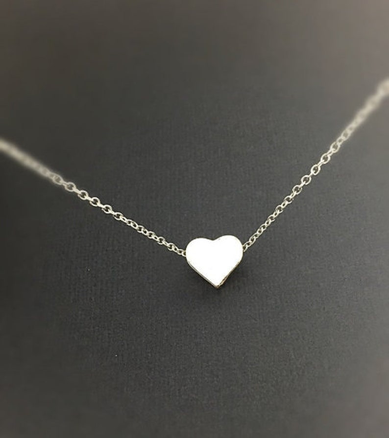 Tiny Heart Necklace, Simple Silver Heart Necklace, Tiny Heart Necklace ...
