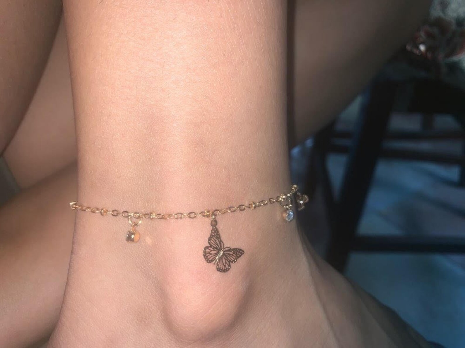 Butterfly Anklet Gold Anklet Butterfly Water Sage - Etsy