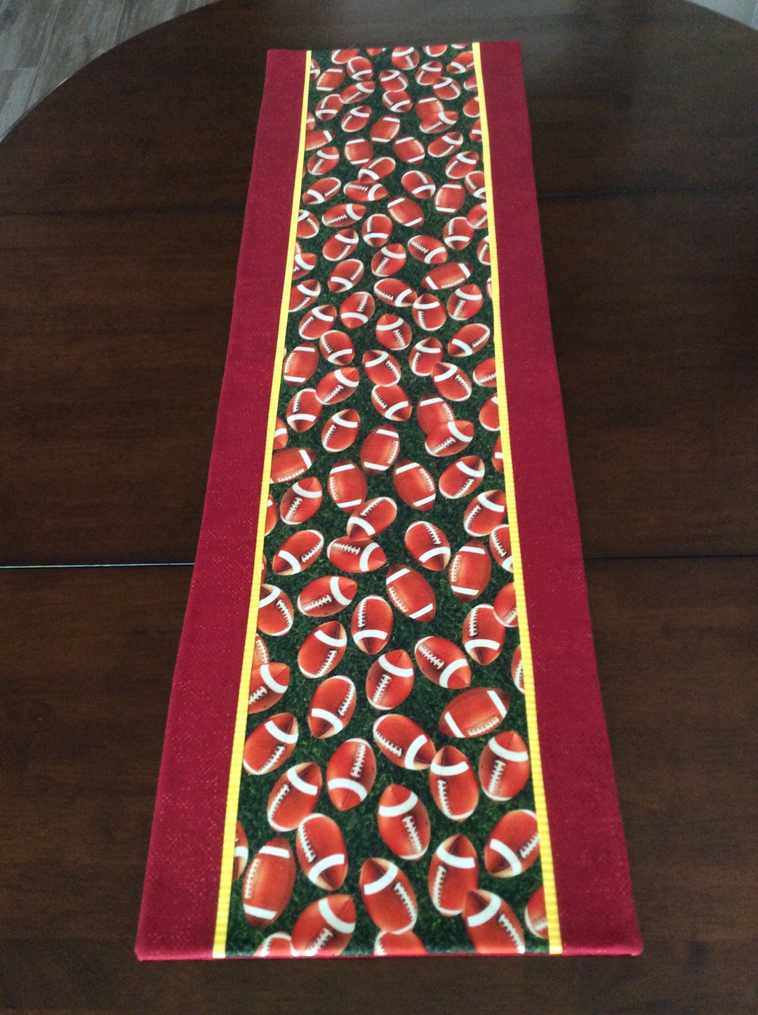 Football Table Runner: “burgundy and Golden Yellow Team Colors”, Free ...