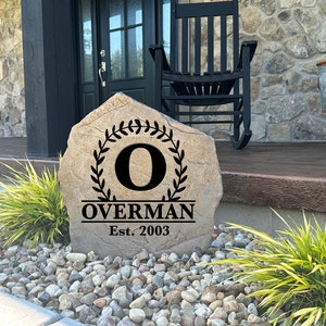 Personalized Monogram Name Sign - Engraved Stone - Personalized ...