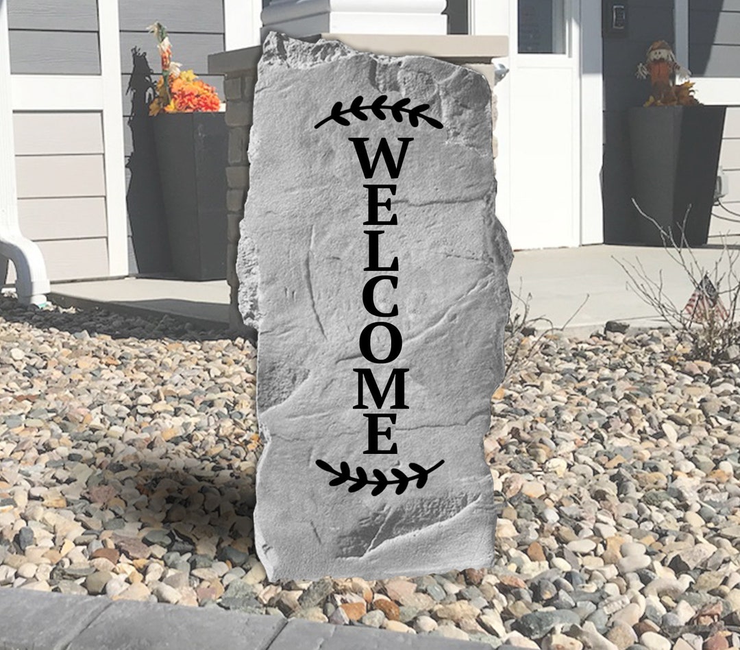 Welcome Sign - Engraved Stone - Welcome Sign Front Door - Farmhouse ...