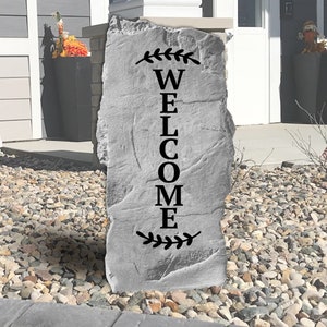 Vertical Welcome Stone - Engraved - Welcome Sign Front Door - Farmhouse ...