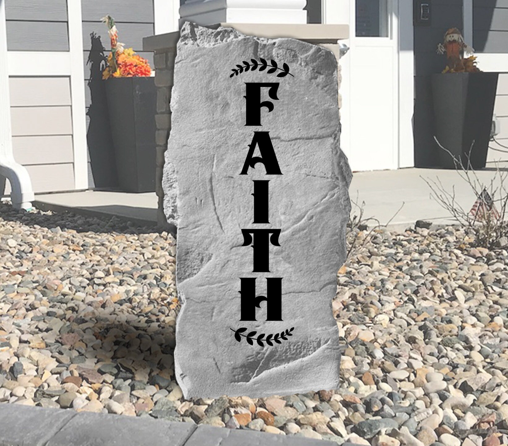 Faith Garden Sign Vertical Stone Faith Rock Front Door | Etsy