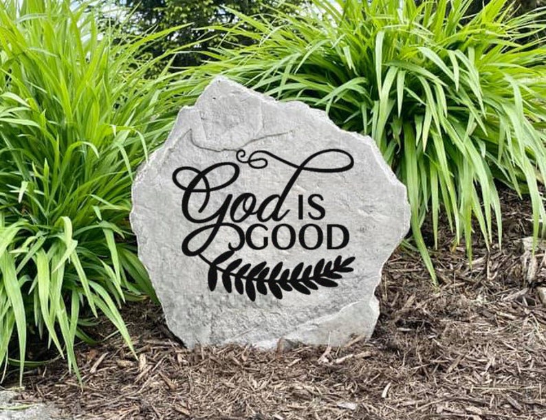 God is Good Vine Garden Rock Landscape Stone Engraved - Etsy