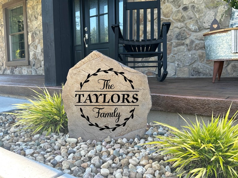 Personalized Monogram Family Name Rock - Engraved Stone - Custom ...