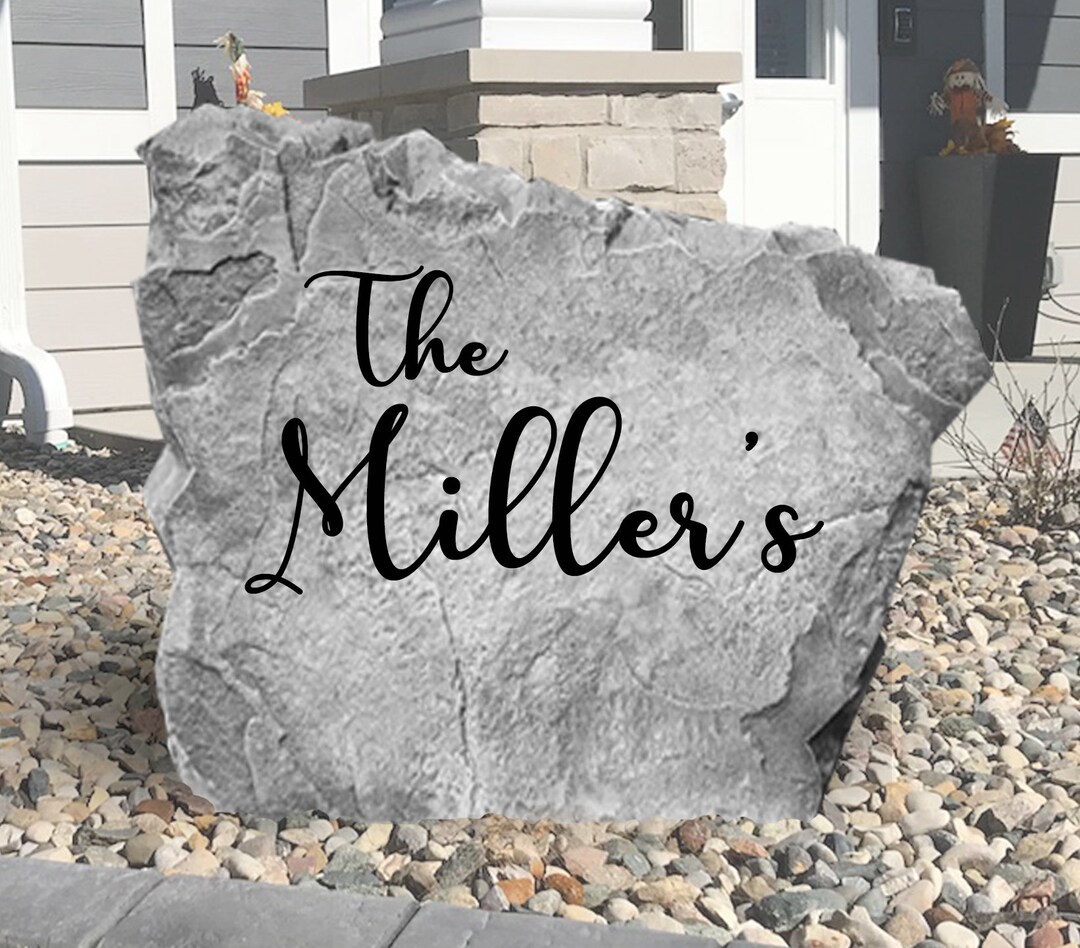 Script Name Stone - Engraved Rock - Personalized - Garden Stone - House ...