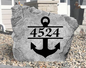 Address Number Stone Engraved Rock Personalized Garden | Etsy