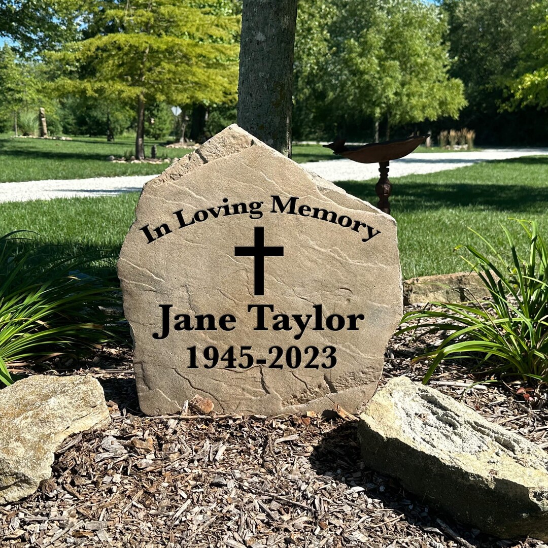 Memorial Stone - Personalized Memorial Sign - Grave Marker - Cross ...