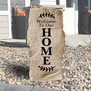 Welcome to Our Home Sign - Vertical Stone - Welcome Sign Front Door ...