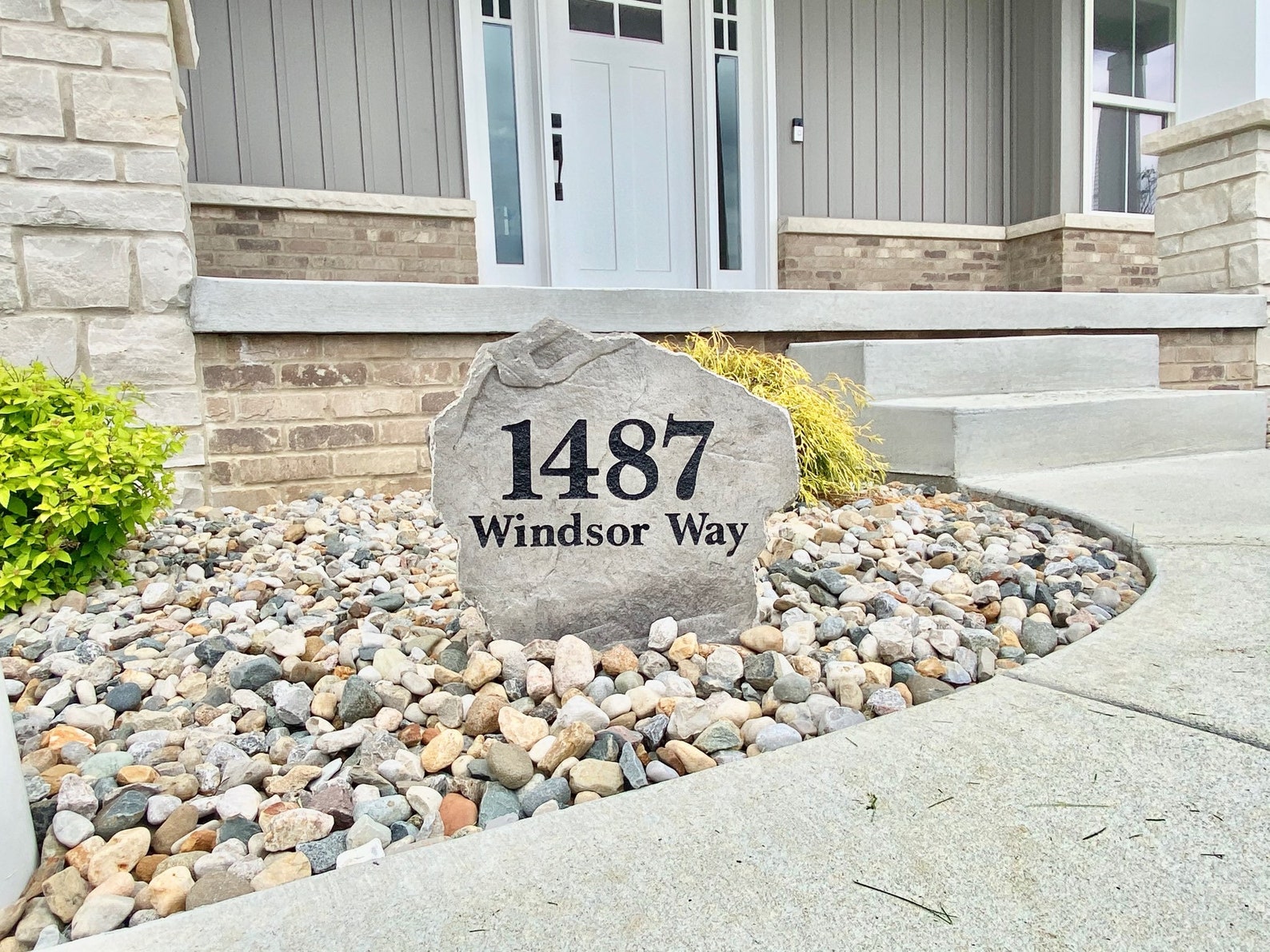 Address Stone Engraved Rock Personalized Stone Garden - Etsy