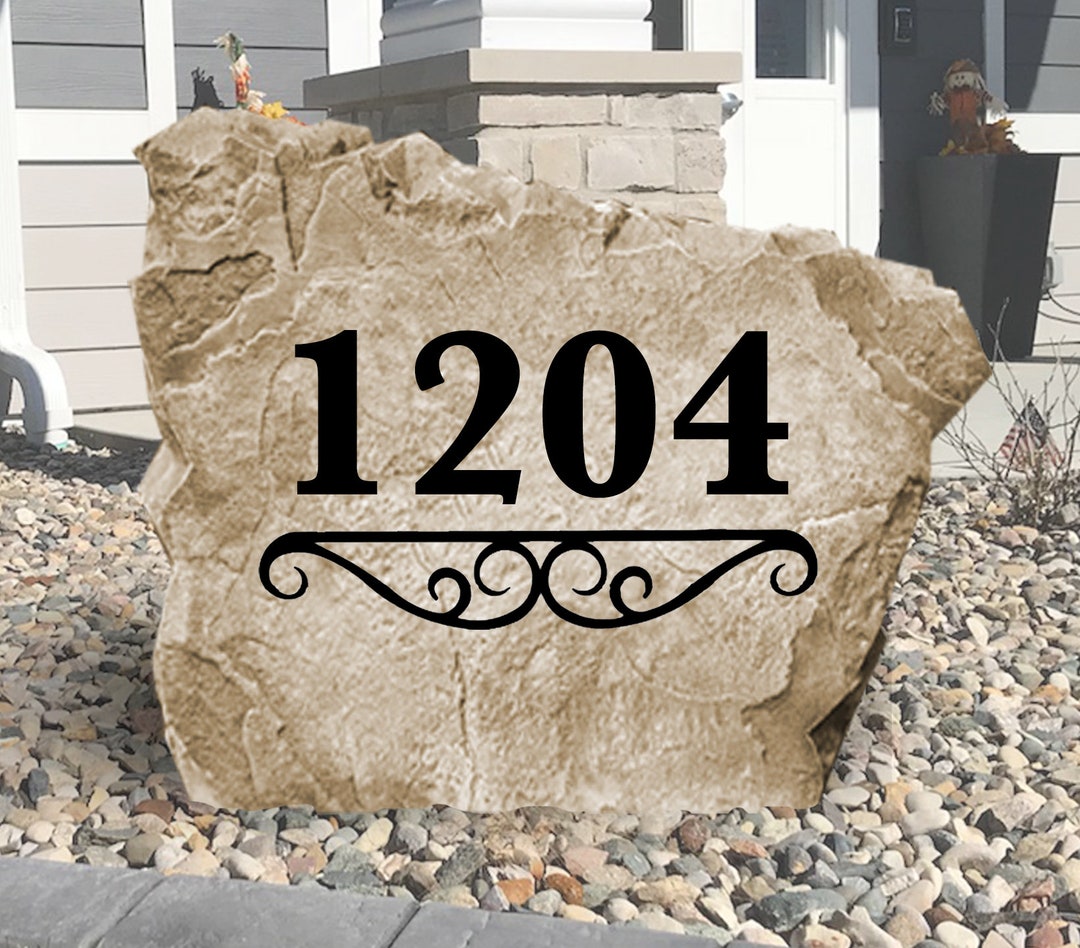 Address Number Stone - Engraved Rock - Personalized - Garden Stone ...
