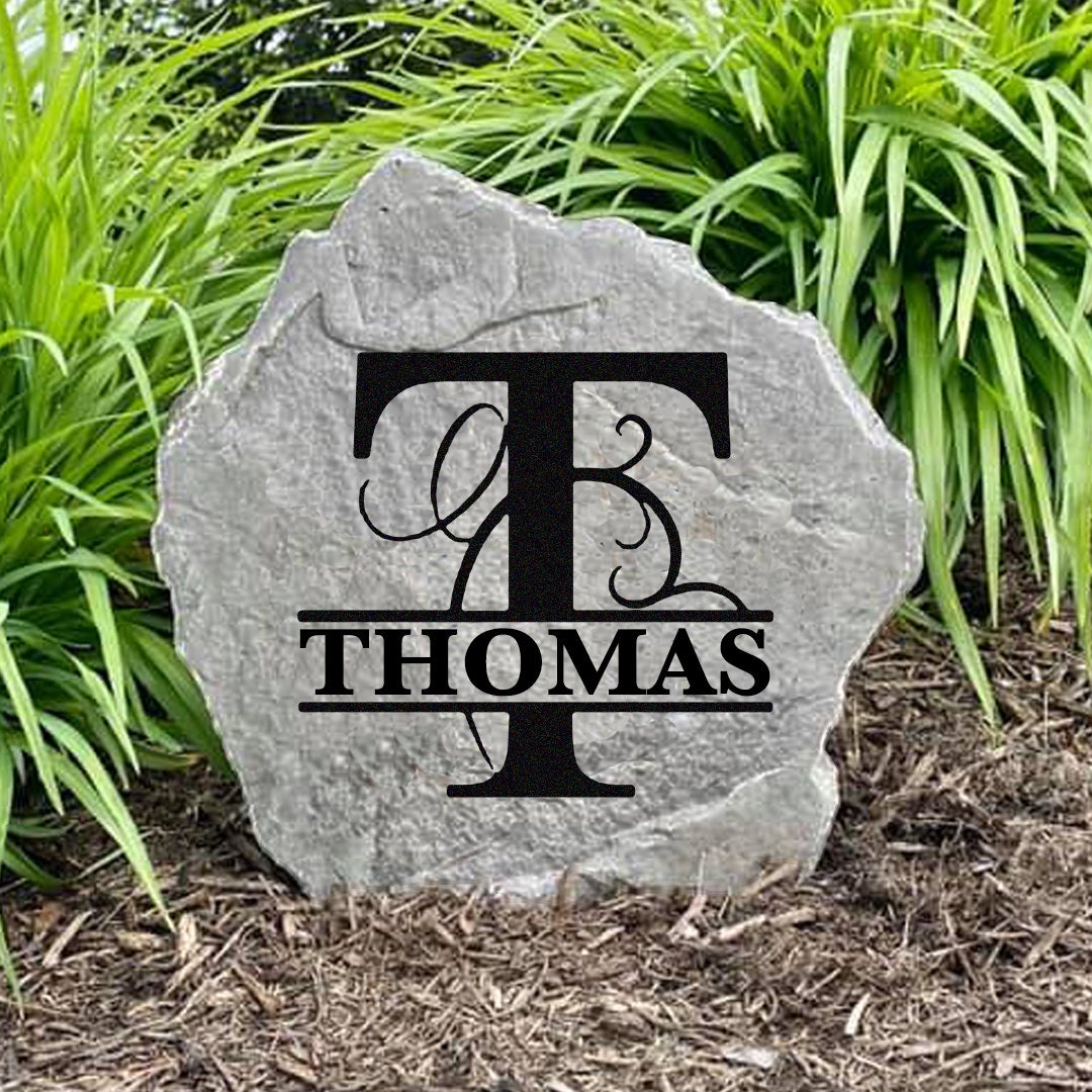 Fancy Monogram Name Stone Engraved Rock Personalized - Etsy