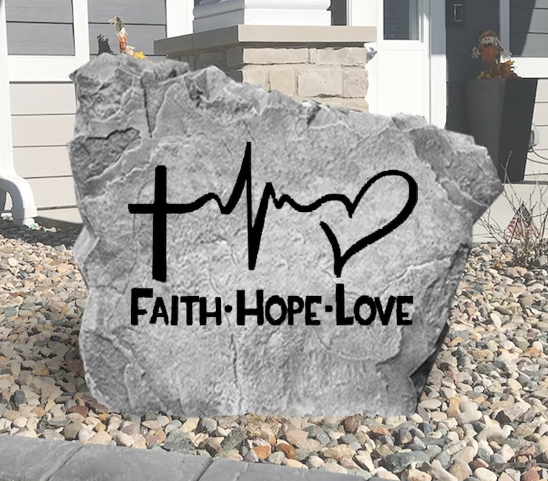 Faith Hope Love Garden Rock Landscape Stone Engraved | Etsy