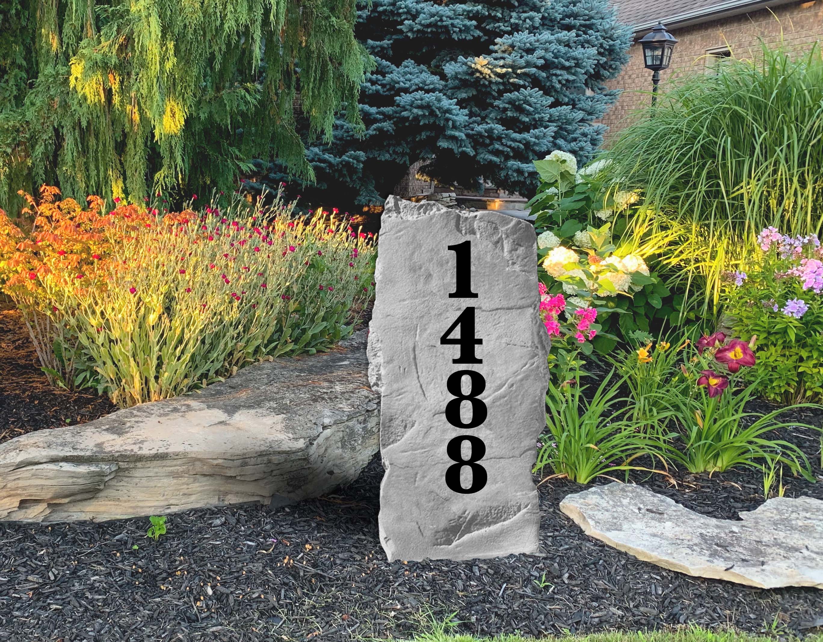 House Address Vertical Rock Engraved Stone House Number - Etsy