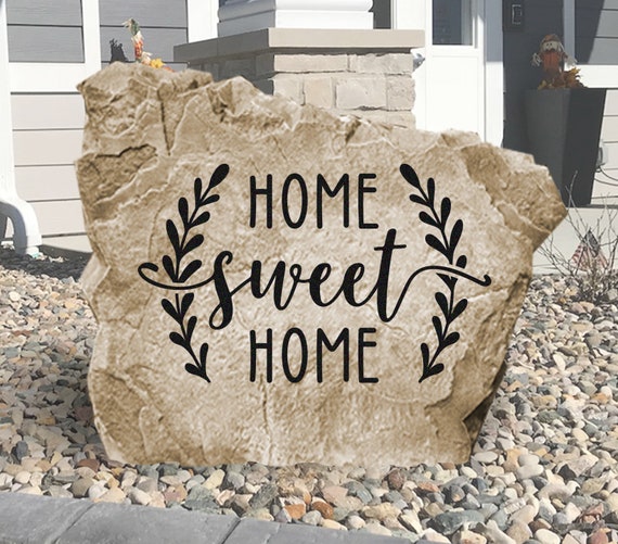 Home Sweet Home Vine Rock Landscape Stone Engraved | Etsy