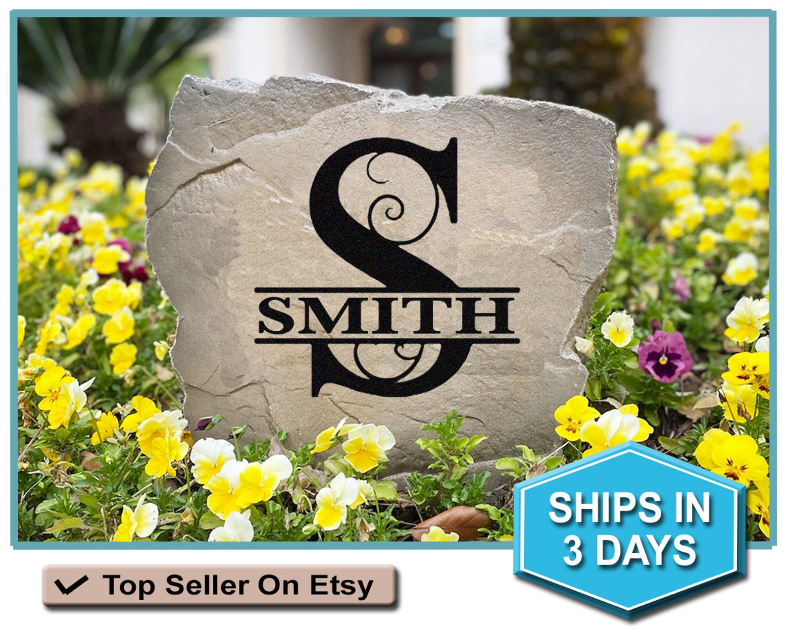 Monogram Name Stone Engraved Stone Personalized Stone - Etsy