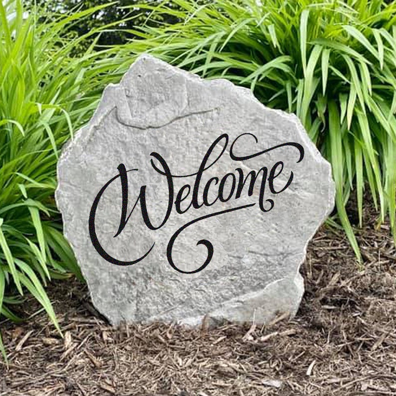 Welcome Stone - Welcome Landscape Rock - Engraved -garden Stone - House ...