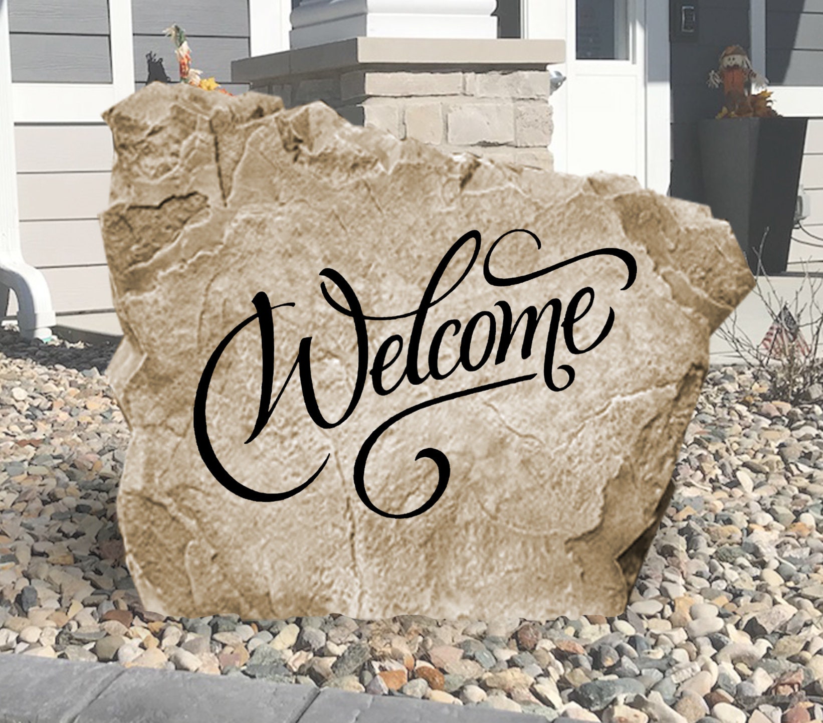 Welcome Stone Welcome Landscape Rock Engraved garden - Etsy