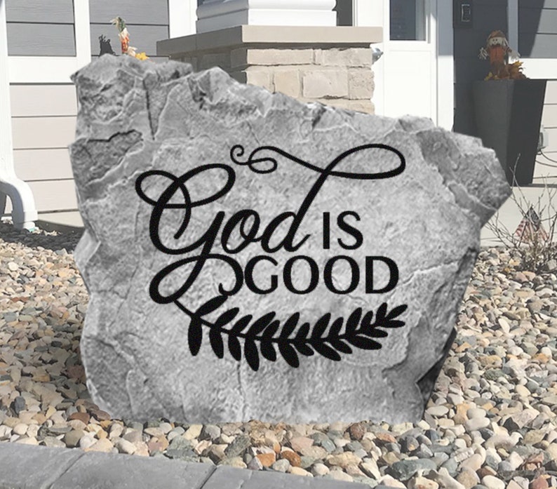 God is Good Vine Garden Rock - Landscape Stone - Engraved - Garden ...