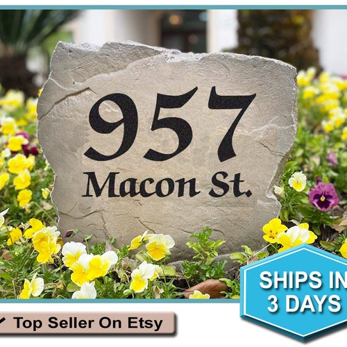 House Address Sign Elegant Engraved Stone Personalized - Etsy