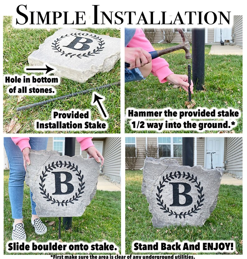 Personalized Monogram Name Rock Engraved Stone - Etsy