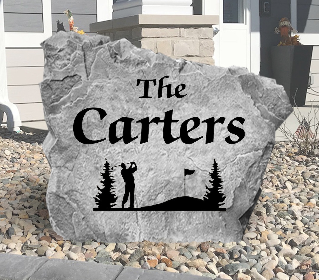 Golf Name Stone Market - Engraved Rock - Personalized - Garden Stone ...