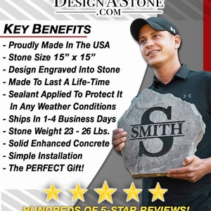 Monogram Last Name Rock Engraved Stone Personalized - Etsy