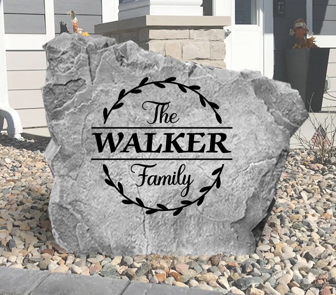 Family Name Monogram Rock - Engraved Stone - Custom Personalized ...