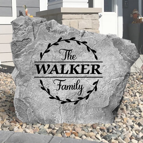 Circle Monogram Name Stone Engraved Rock Personalized - Etsy