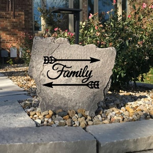 Family Arrows Garden Rock - Landscape Stone - Engraved - Garden Stone ...