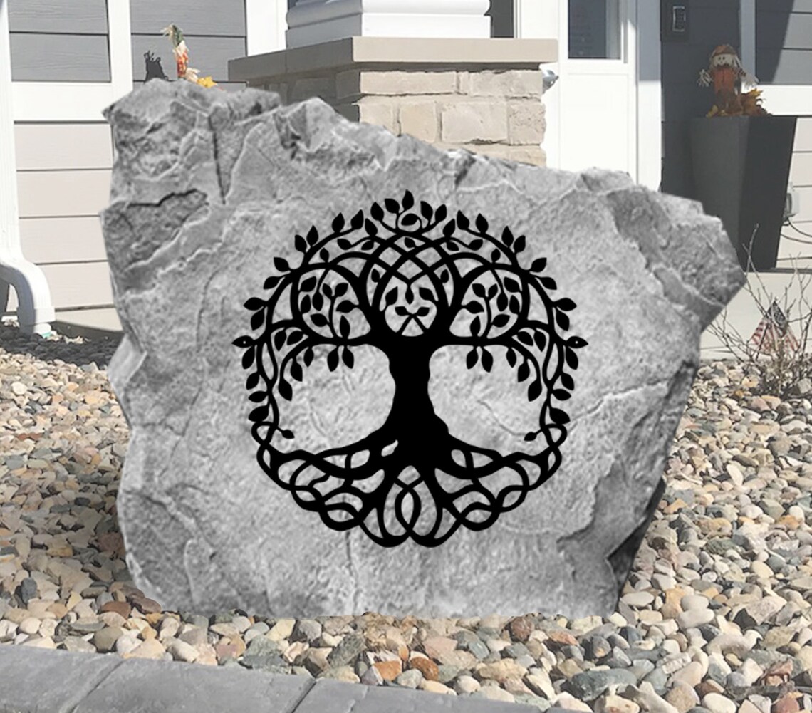 Tree of Life Rock Landscape Stone Engraved Garden Stone | Etsy