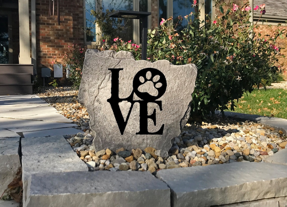 Dog Love Garden Rock Landscape Stone Engraved Garden - Etsy