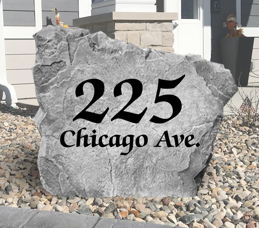 Street Address Stone Elegant - Engraved Rock - Personalized Garden ...