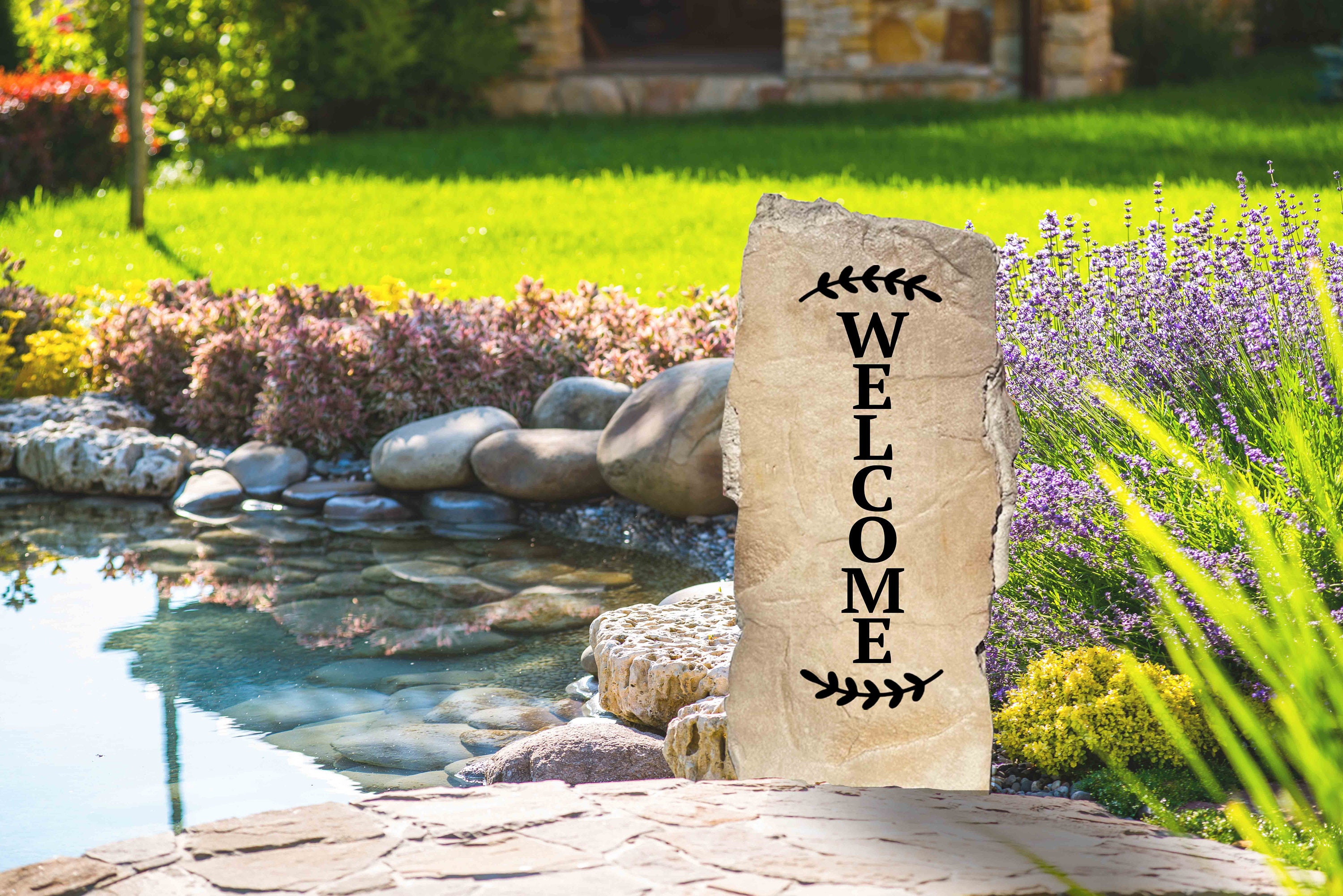 Vertical Welcome Stone Engraved Welcome Sign Front Door - Etsy