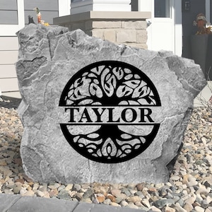 Tree of Life Sign Name Rock - Engraved Stone - Personalized - Wedding ...