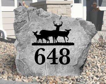 Address Number Stone Engraved Rock Personalized Garden | Etsy