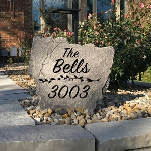 Name and Address Stone - Engraved Rock - Personalized - Garden Stone ...