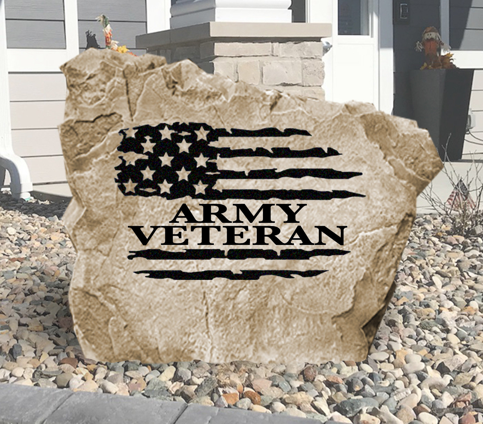 Army Veteran Flag Engraved Stone - Military - Engraved - Veteran Gift ...