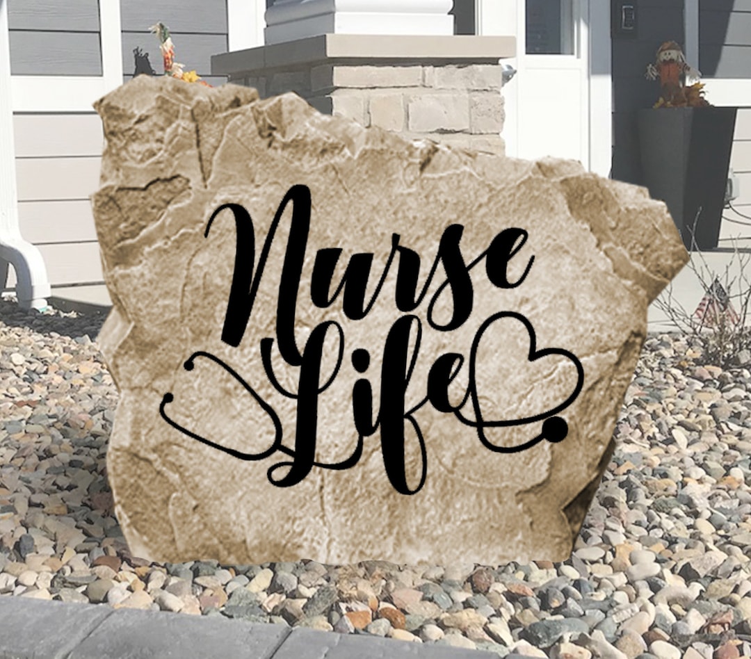 Nurse Life Rock - Landscape Stone - Engraved - Garden Stone - House ...