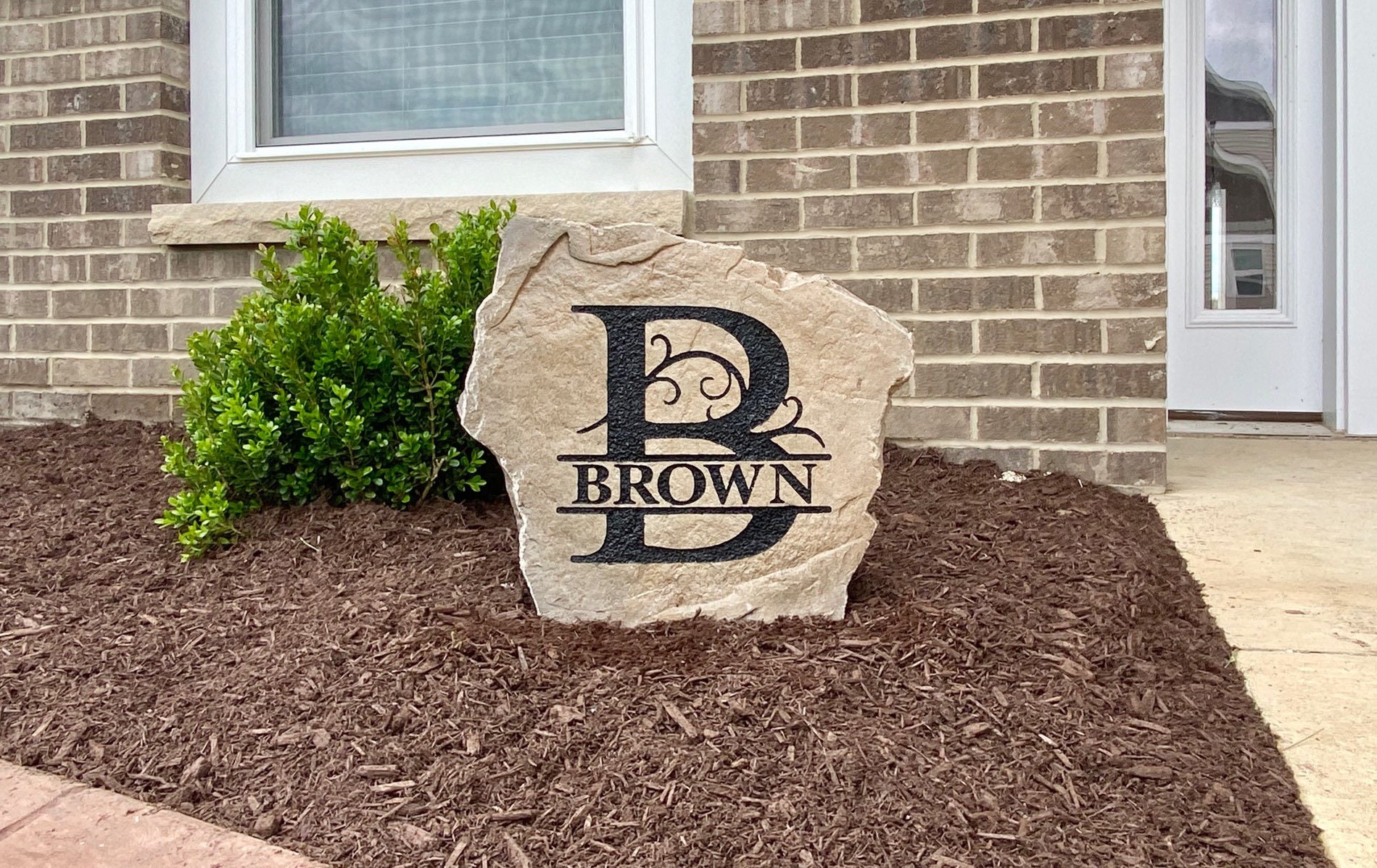 Fancy Monogram Name Stone - Engraved Rock - Personalized - Garden Stone ...