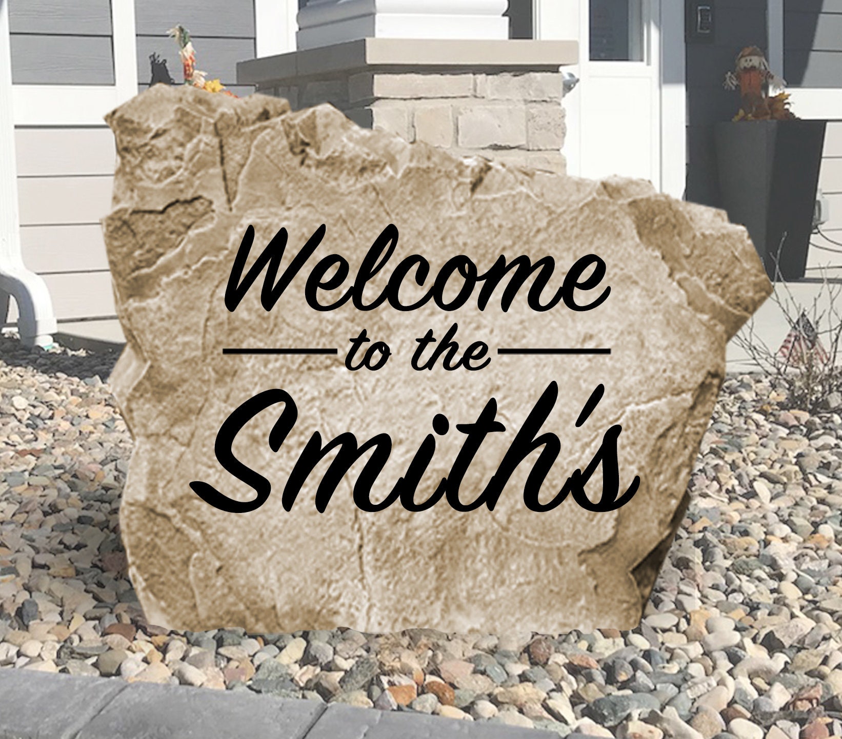 Welcome Name Stone Custom Stone Engraved Rock - Etsy