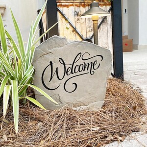 Welcome Stone - Welcome Landscape Rock - Engraved -garden Stone - House ...