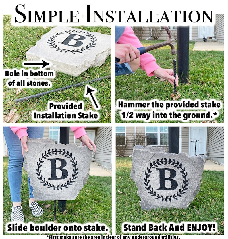 Address Stone Engraved Rock Personalized Stone Garden - Etsy