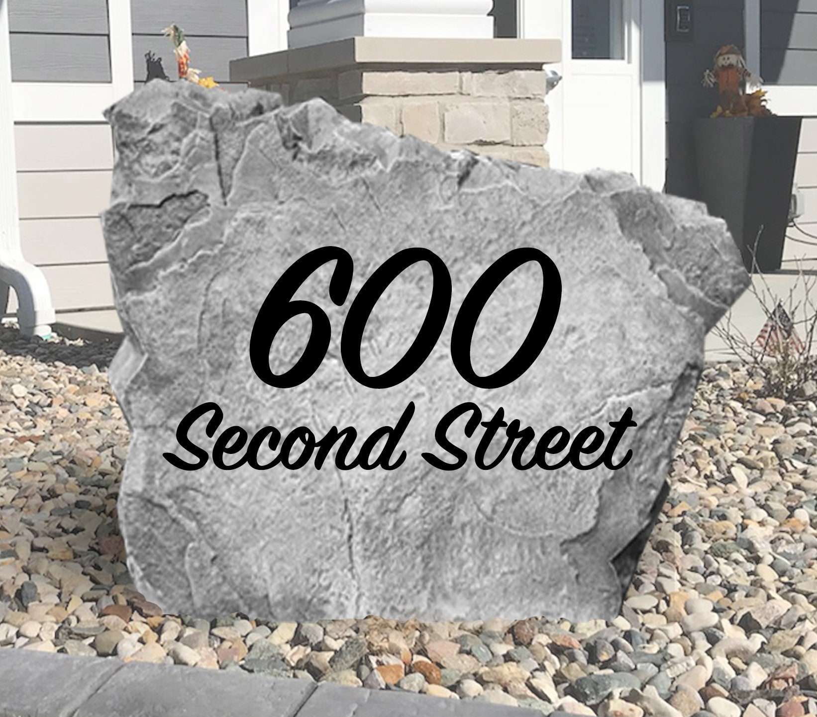 Script Address Rock Sign - Engraved Rock - Personalized - Garden Stone ...