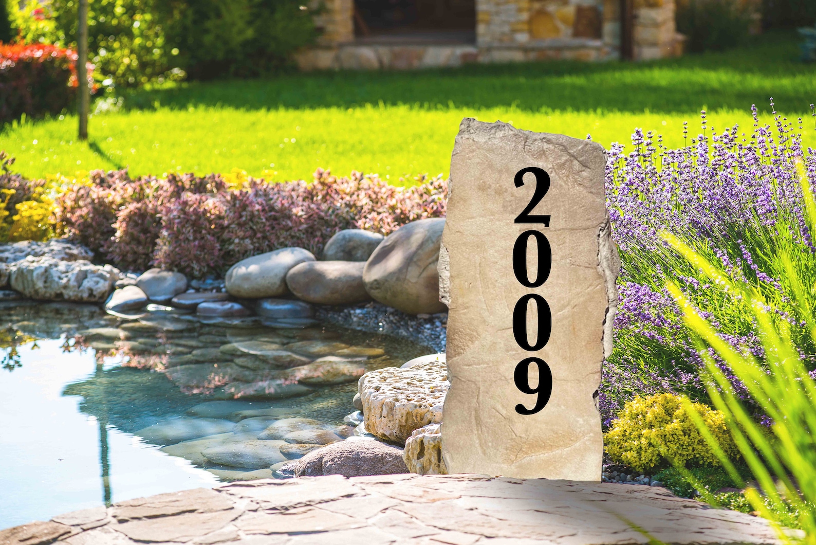 House Address Vertical Rock- Engraved Stone - House Number Sign ...