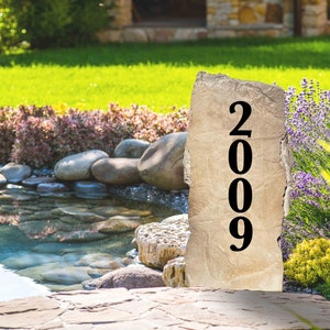 House Address Vertical Rock- Engraved Stone - House Number Sign ...