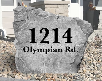 Address Number Stone Engraved Rock Personalized Garden | Etsy