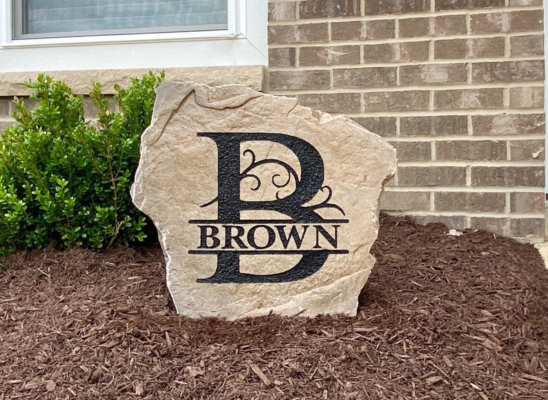 Monogram Name Stone - Engraved Stone - Personalized Stone - Family Name ...