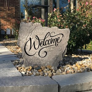 Welcome Stone - Welcome Landscape Rock - Engraved -garden Stone - House ...